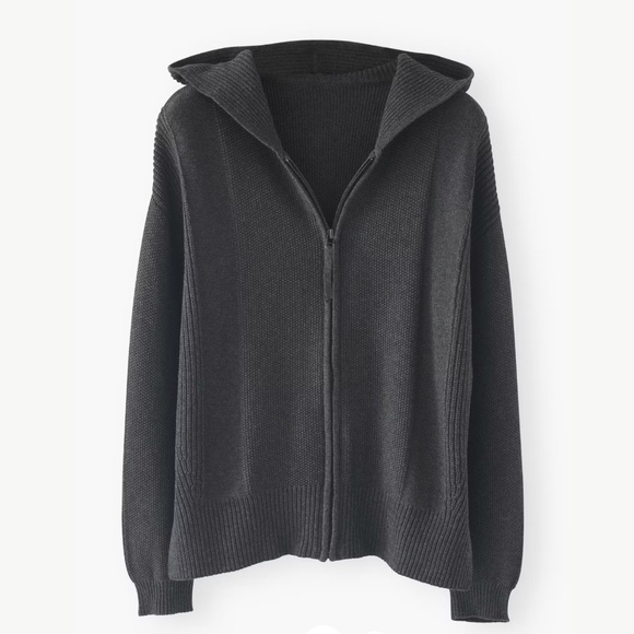 Wrap London | Sweaters | Wrap London Cotton Knitted Zip Up Hoodie ...